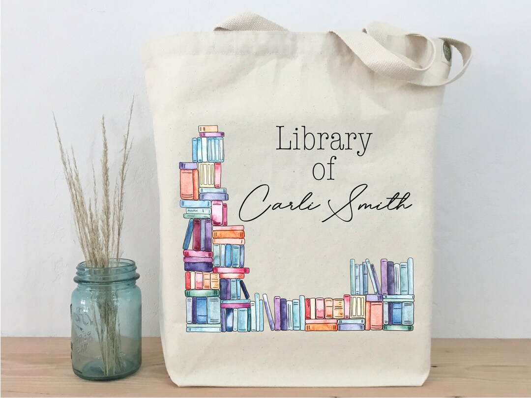 Personalized Book Tote, Bibliophile Gift, Library Tote, Librarian Gift ...