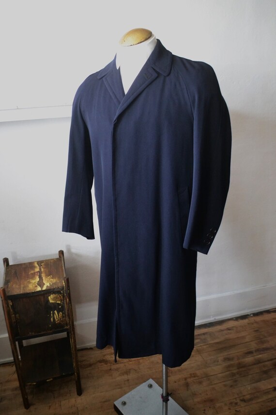 Sherpa Lined Gabardine Overcoat/50's Below Knee Leng… - Gem