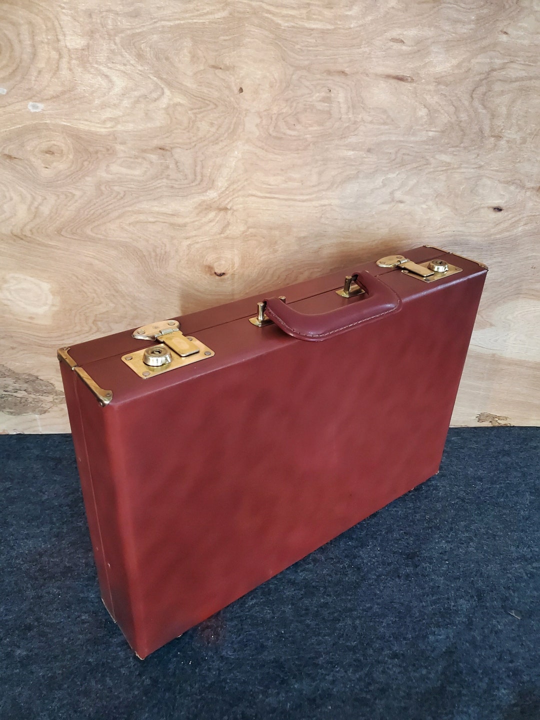 Vintage Hard Sided Leather Briefcase/ Locking Attache'/ Document/laptop ...