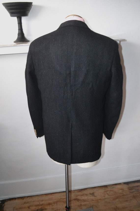 Vintage Herringbone Tweed Sport Coat/ Charcoal Gray T… - Gem