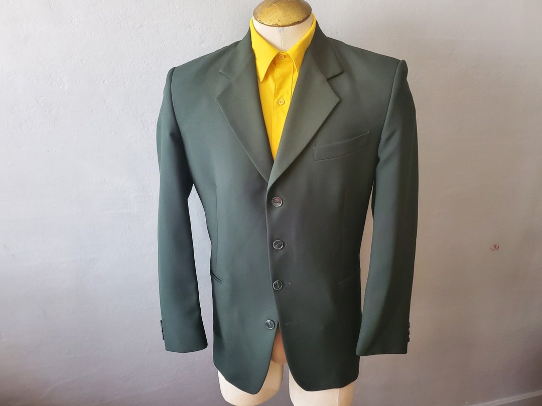 Forest Green Sport Coat/ 4 Button Sport Jacket/ Tropical Weight Suit Jacket/ Primo/ Size 38 ...