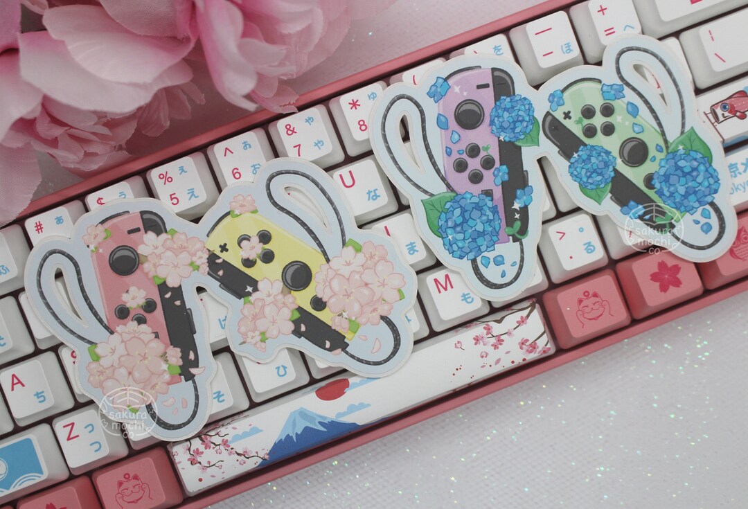 Floral Pastel Joycon Stickers | Kawaii Video Game Console Stickers ...