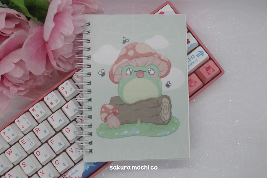 Frog With Mushroom Hat Sticker Book | Cute Cottagecore Froggy A6 ...
