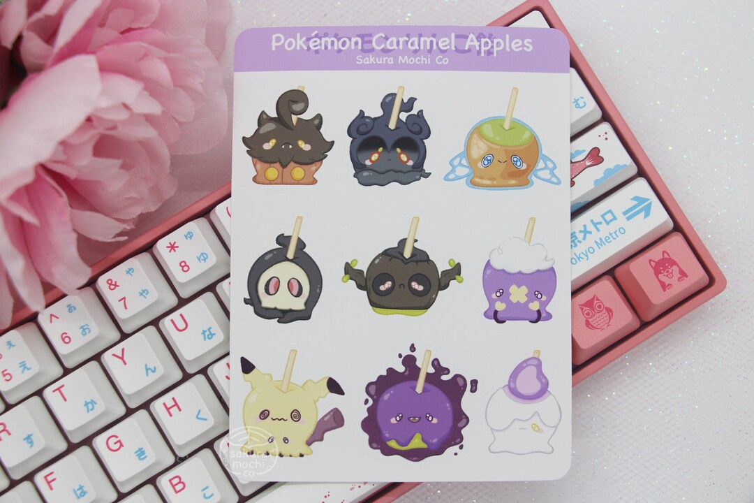 Cute Poke Caramel Apples Sticker Sheet | Cute Anime Video Game Stickers ...