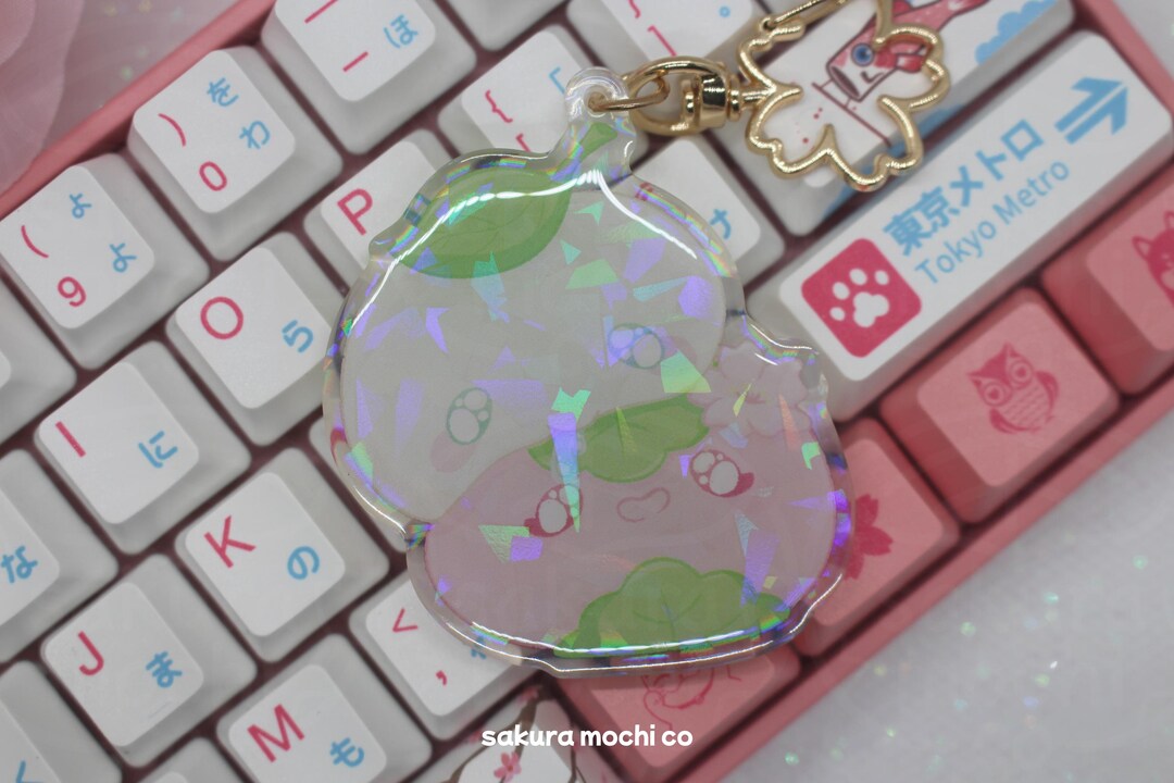 Cute Pink Sakura Mochi Acrylic Keychain | Kawaii Japanese Food Charm ...