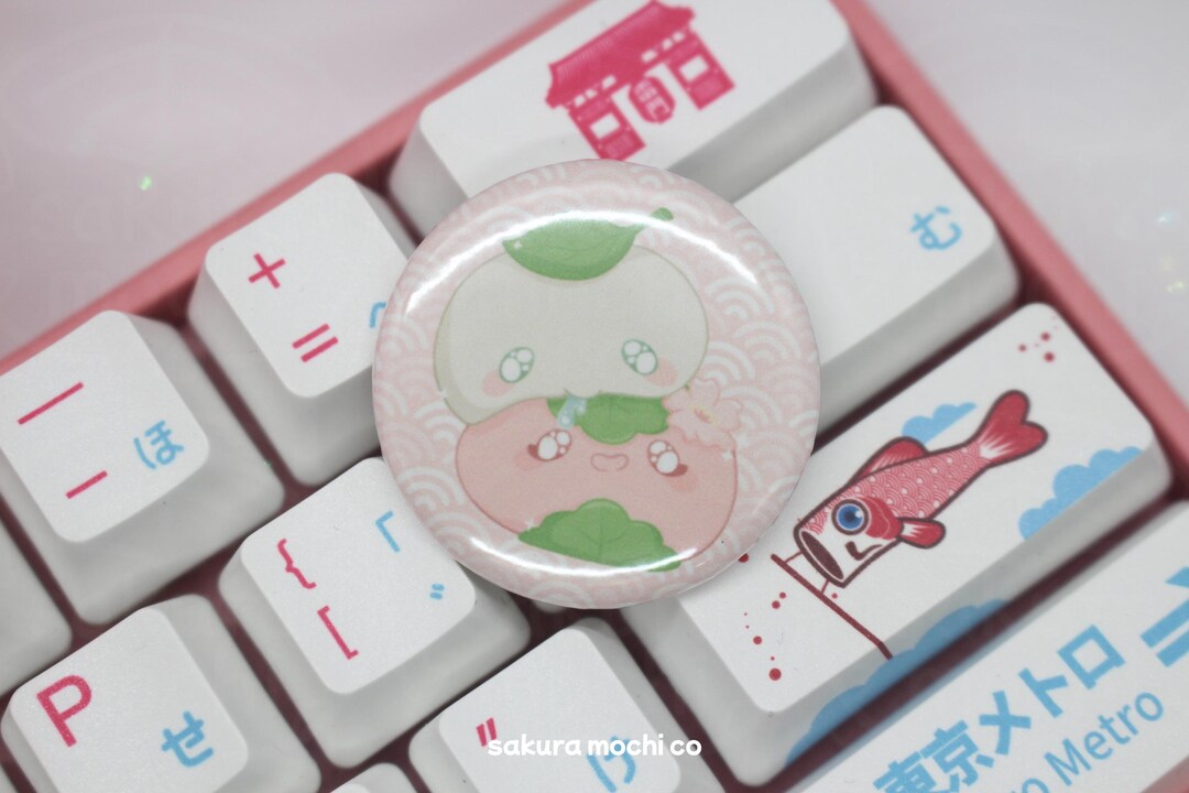 Cute Pink Sakura Mochi Button | Kawaii Japanese Food Pinback Badge - Etsy