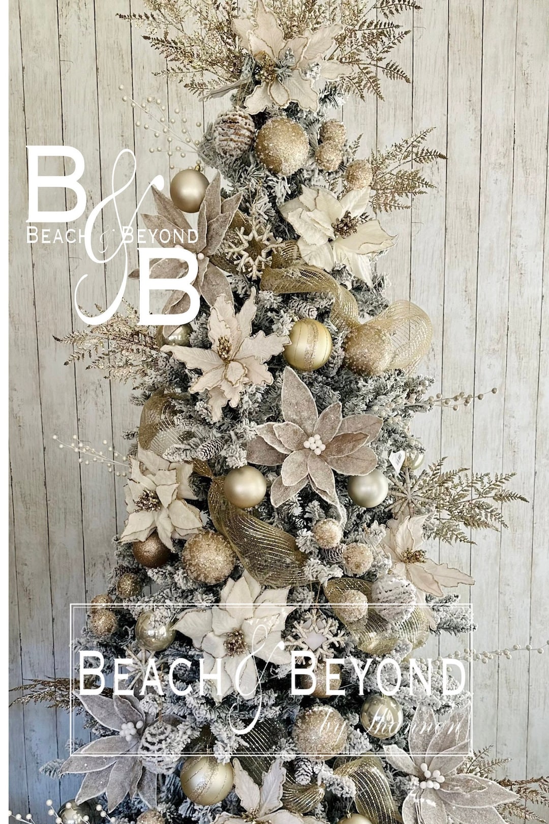 Champagne Christmas Tree Kit Woodland bundle Includes Ornaments Picks Topper Winter Wonderland Decorate Xmas Kit Box All Gold White Etsy