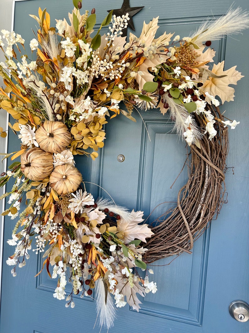 Extra Large Fall Wreath, Pumpkin Wreath, Fall Grapevine, Everyday ...