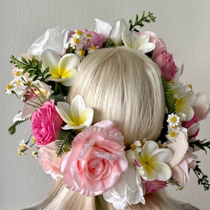 Large Forever Tropical Flower Crown - Adjustable Floral Crown W ...