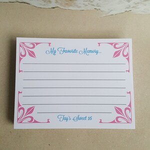 My Favorite Memory Cards- 4x5.5" - Sweet 16 Birthday Game Who Am I ...