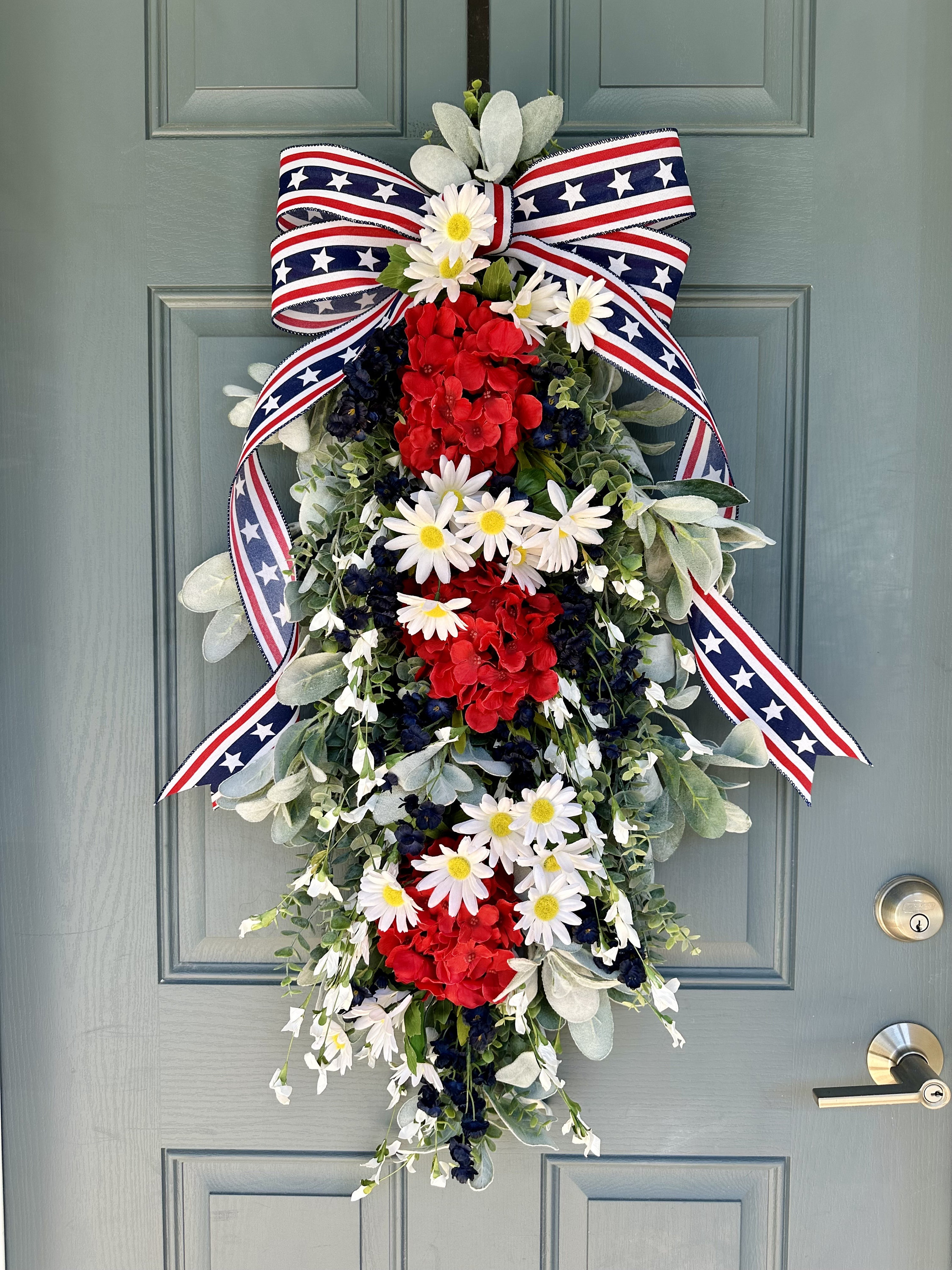 American Hydrangea Swag; Red, White and Blue Swag; Hydrangea Swag, Red ...