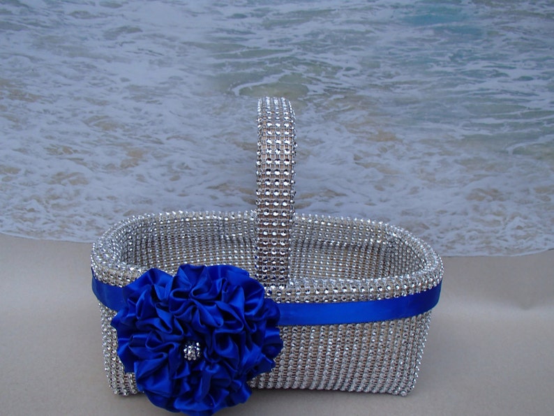 Royal Blue Bling Flower Girl Basket Wedding Rhinestone - Etsy