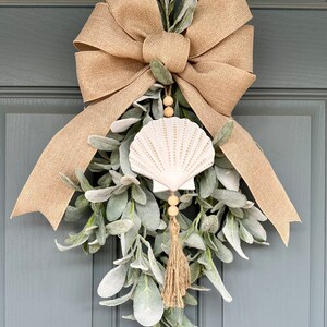 Shell & Lamb's Ear Beach Swag Beach Swag Beach Decoration Lambs Ear ...