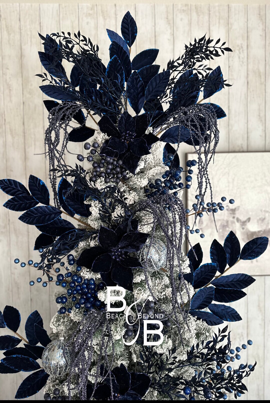 Luxe Navy Christmas Tree Kit, Blue Velvet Tree, Navy Ornaments, Navy ...