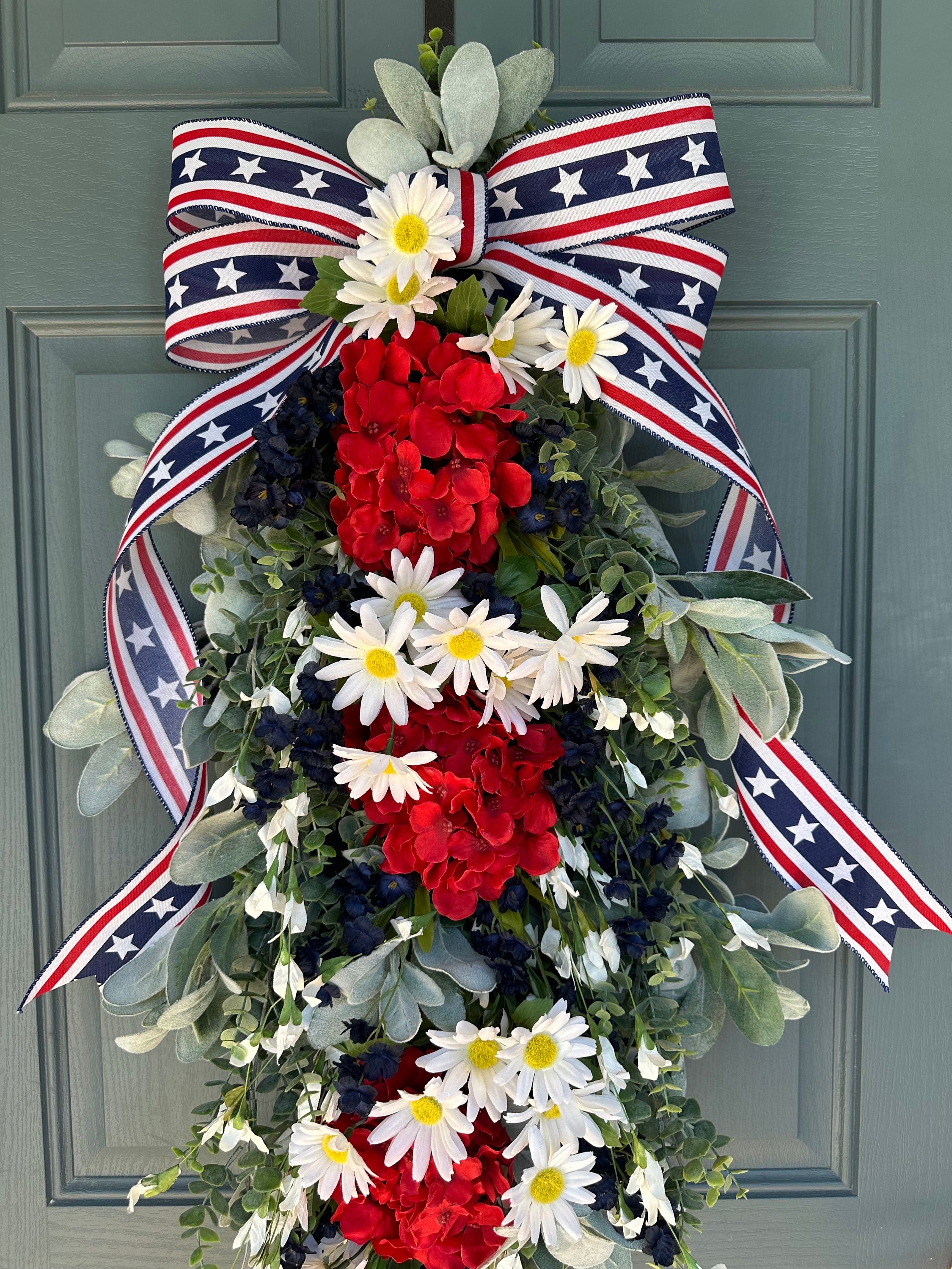 American Hydrangea Swag; Red, White and Blue Swag; Hydrangea Swag, Red ...