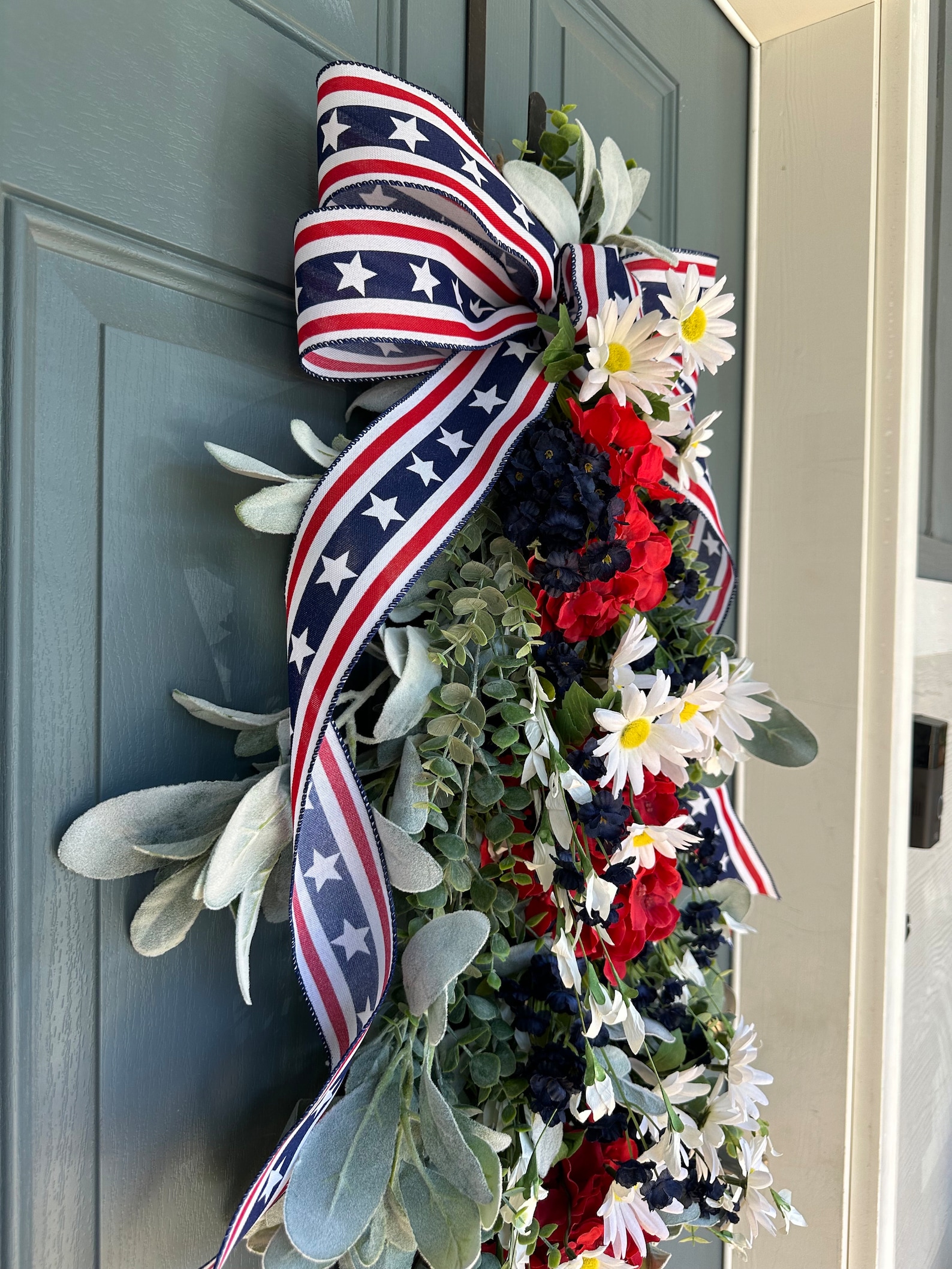 American Hydrangea Swag; Red, White and Blue Swag; Hydrangea Swag, Red ...