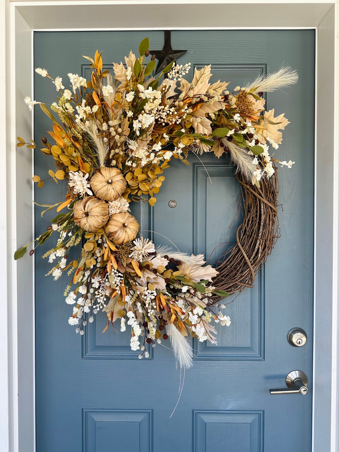 Extra Large Fall Wreath, Pumpkin Wreath, Fall Grapevine, Everyday ...