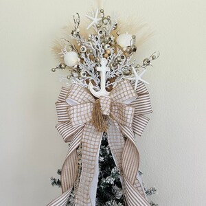 Beach Tree Topper- Pampas, Anchor, Shells, Starfish, Burlap - Large ...