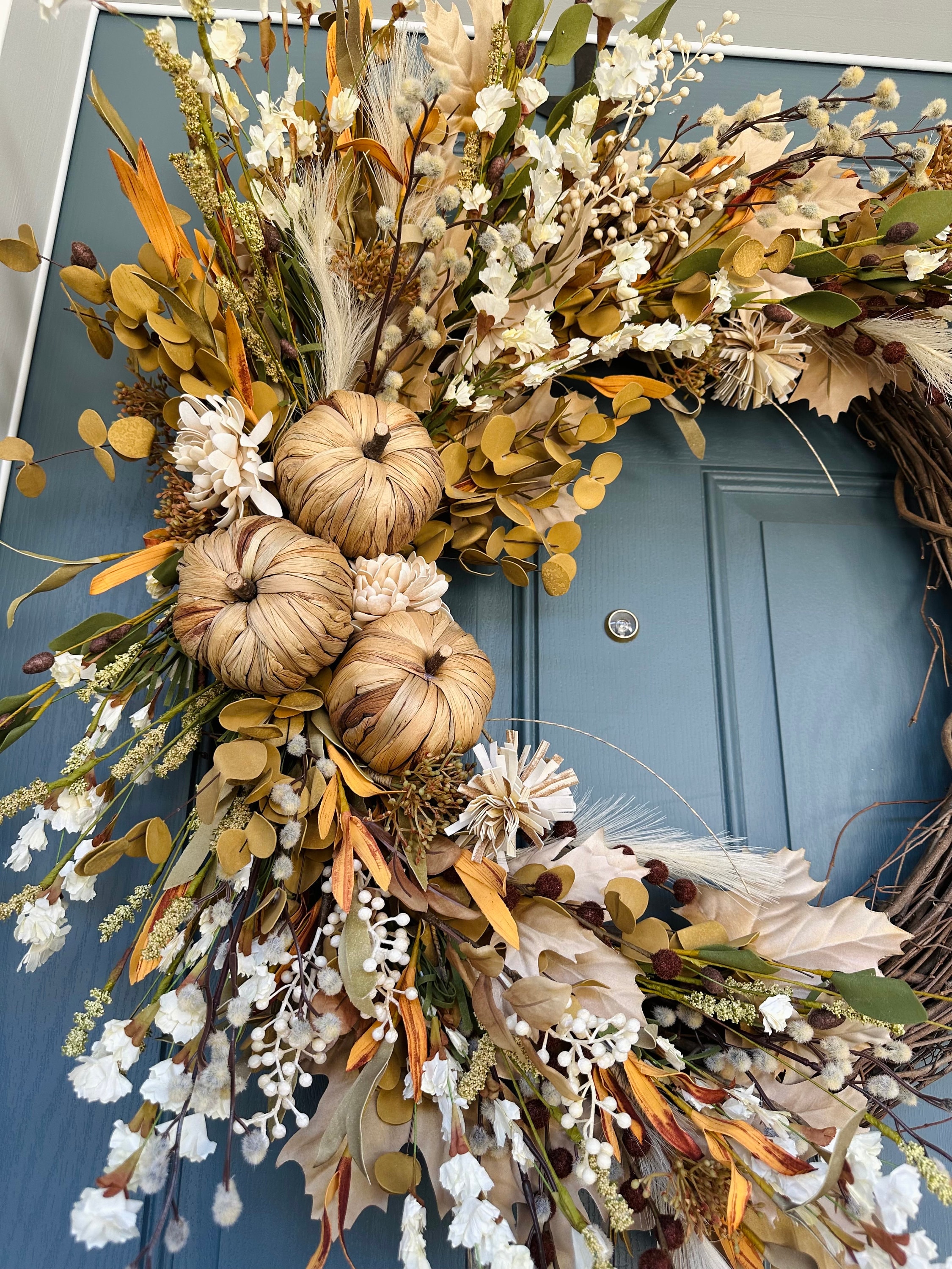 Extra Large Fall Wreath, Pumpkin Wreath, Fall Grapevine, Everyday ...