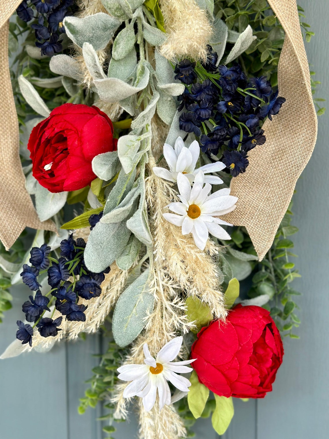 American Farmhouse Swag, Red White & Blue, 4th July Swag, Americana ...