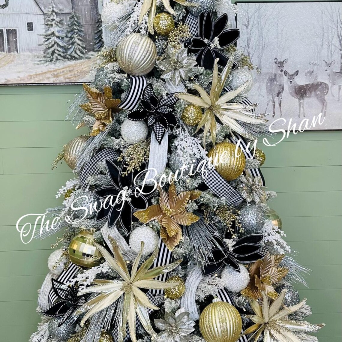 Tree Kit Gold, Black, White, Silver Christmas Kit -bundle Inc Ornaments ...