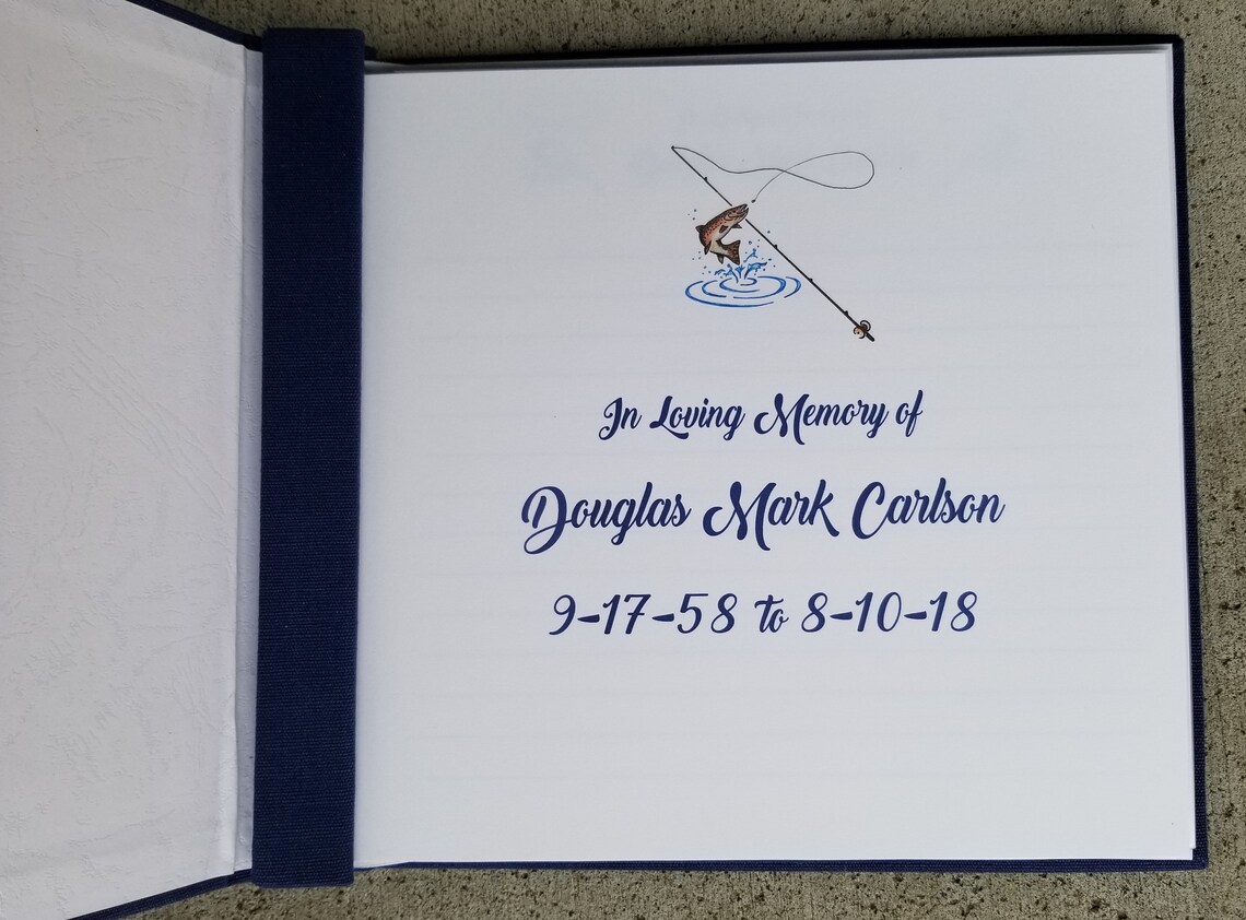 Fishing Funeral Guest Book Personalized W/ Name & Dates | Etsy