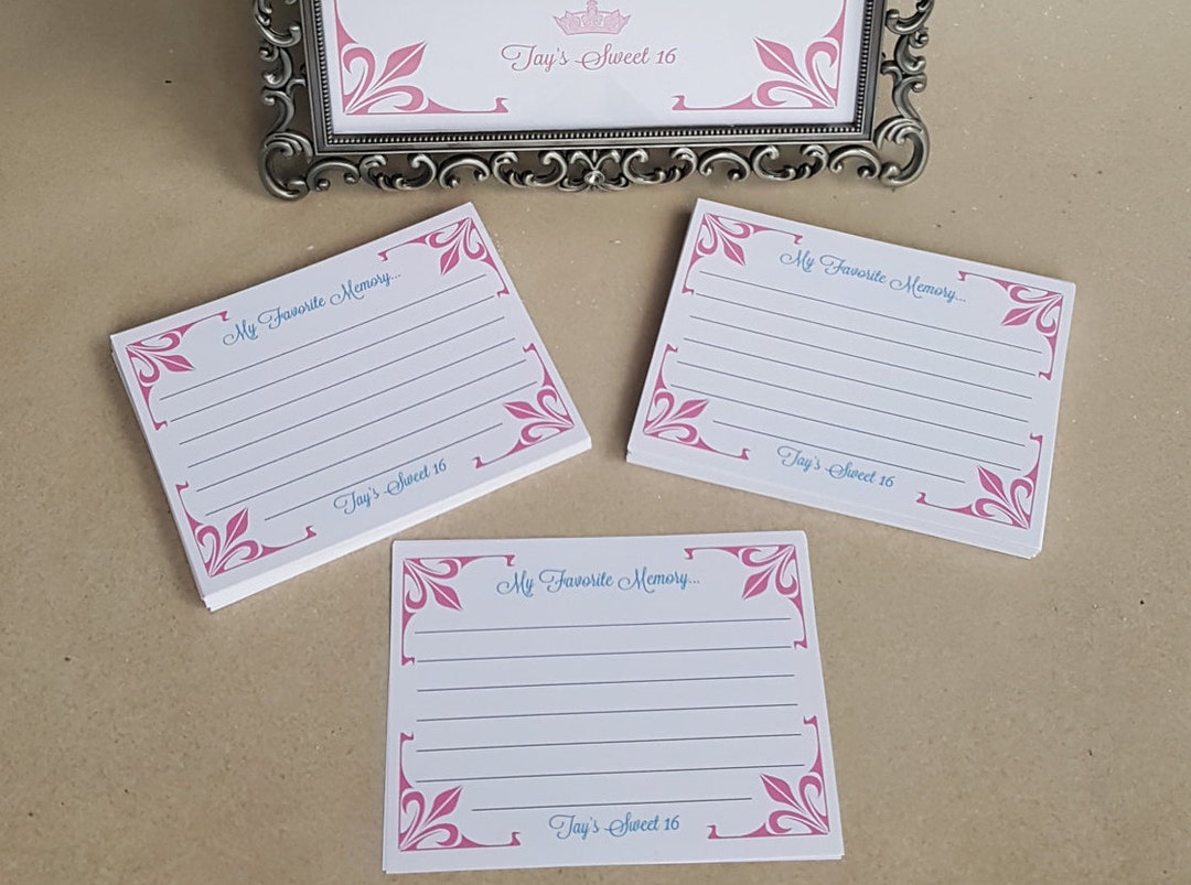 My Favorite Memory Cards- 4x5.5" - Sweet 16 Birthday Game Who Am I ...