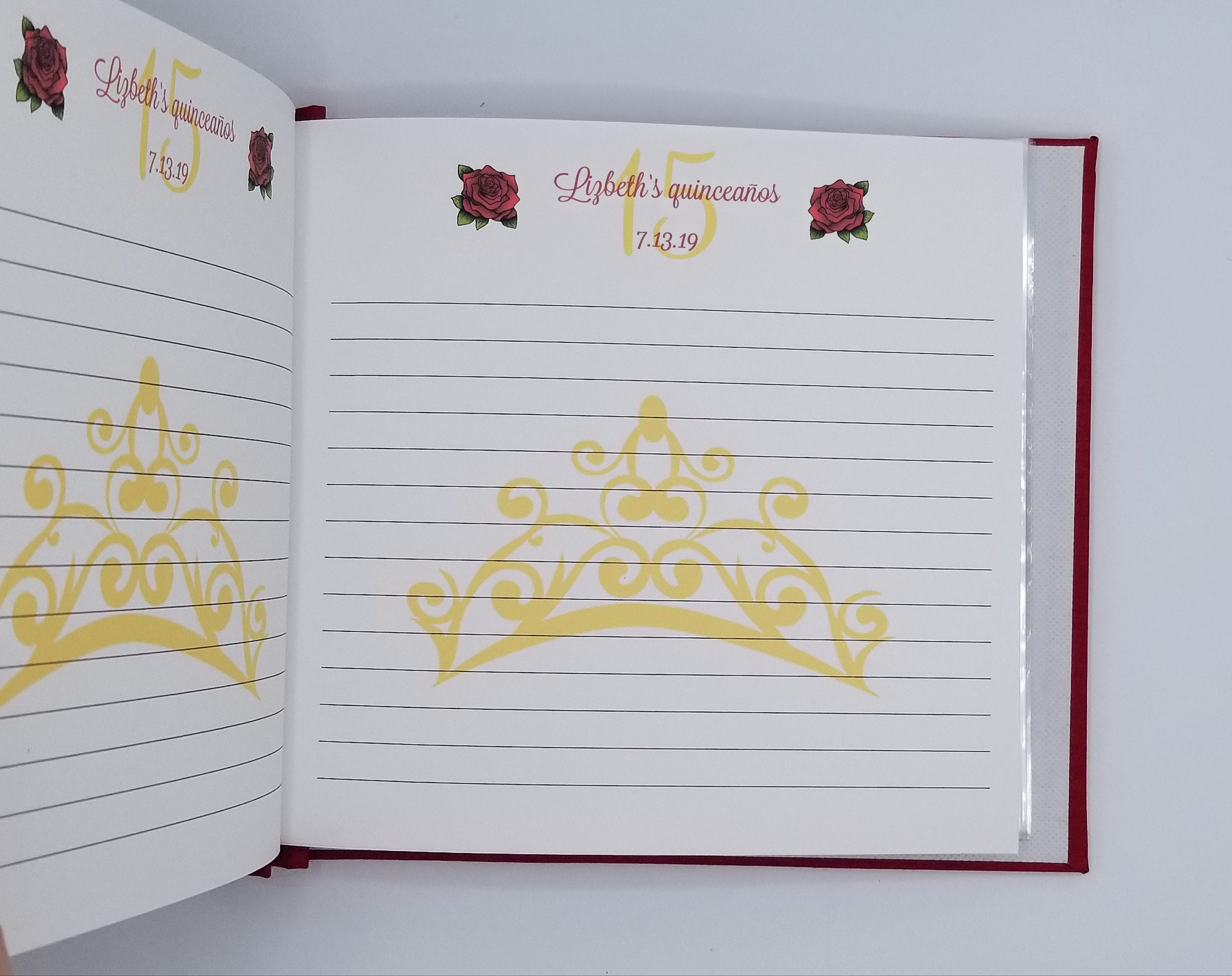 Princess Crown & Roses Guest Book, Pen and Sign Set Photo Album ...