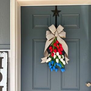 Red White & Blue Spring Swag; Real Touch Tulips Eucalyptus Swag; Spring ...