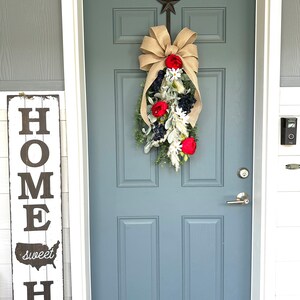 American Farmhouse Swag, Red White & Blue, 4th July Swag, Americana ...