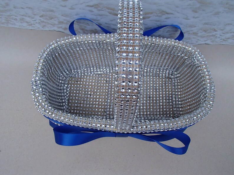 Royal Blue Bling Flower Girl Basket Wedding Rhinestone | Etsy