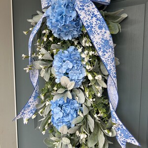 Large Blue Hydrangea Swag; Lamb’s Ear & Eucalyptus Swag, Hygrangea Swag ...