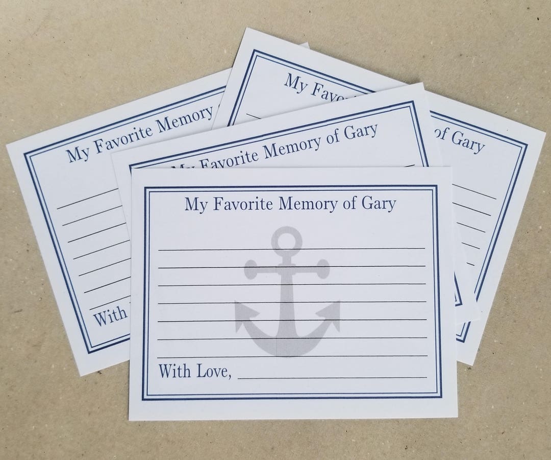 My Favorite Memory Cards- 4x5" - Anchor Nautical Celebration of Life ...