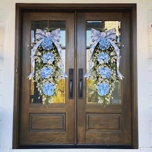 Large Blue Hydrangea Swag; Lamb’s Ear & Eucalyptus Swag, Hydrangea Swag ...