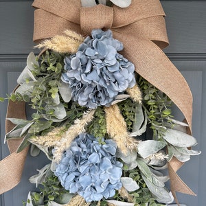 Large Hydrangea Swag; Lamb’s Ear, Eucalyptus & Pampas Swag, Hygrangea ...