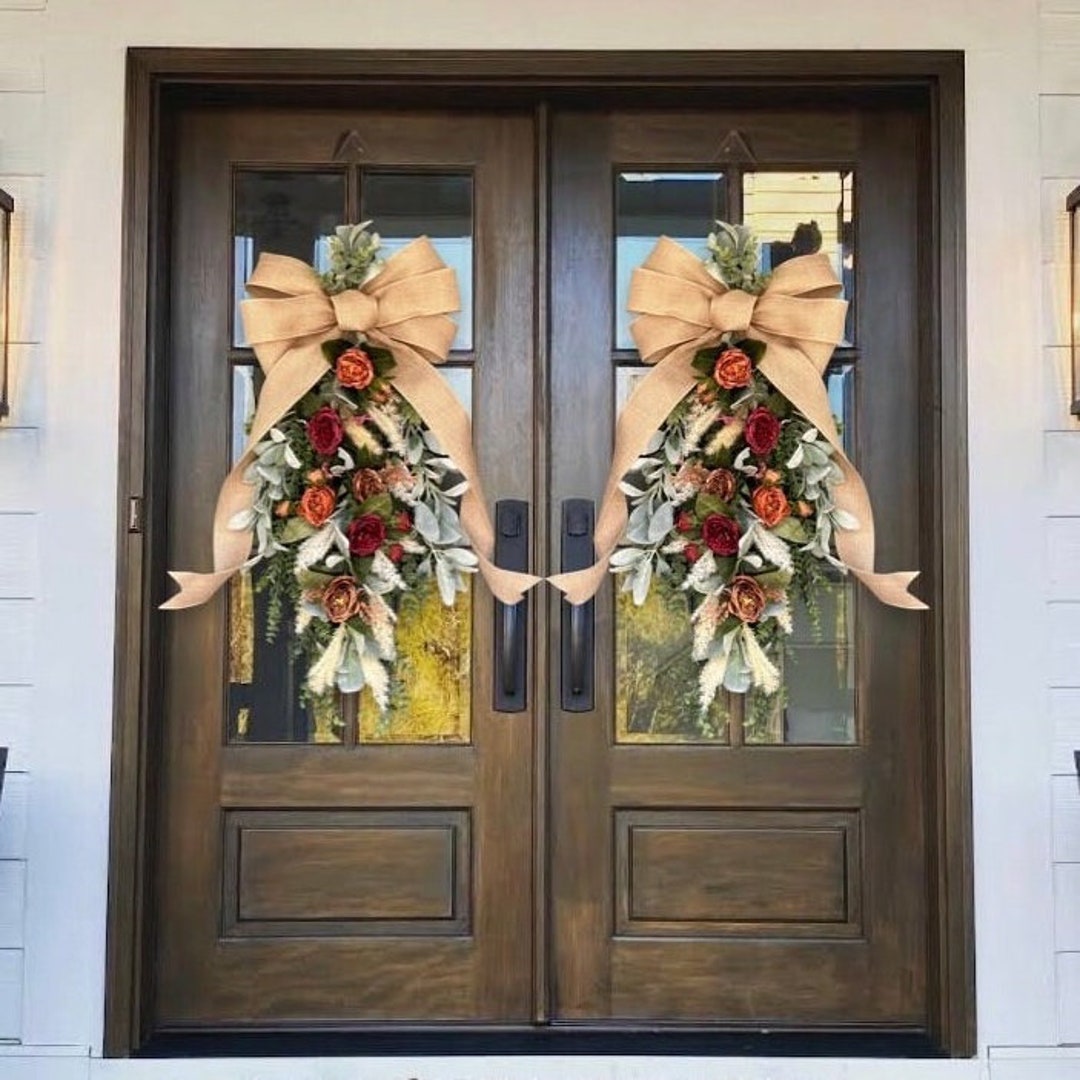 Large Fall Swag; Peony, Lamb’s Ear, Eucalyptus & Pampas Swag, Peony ...