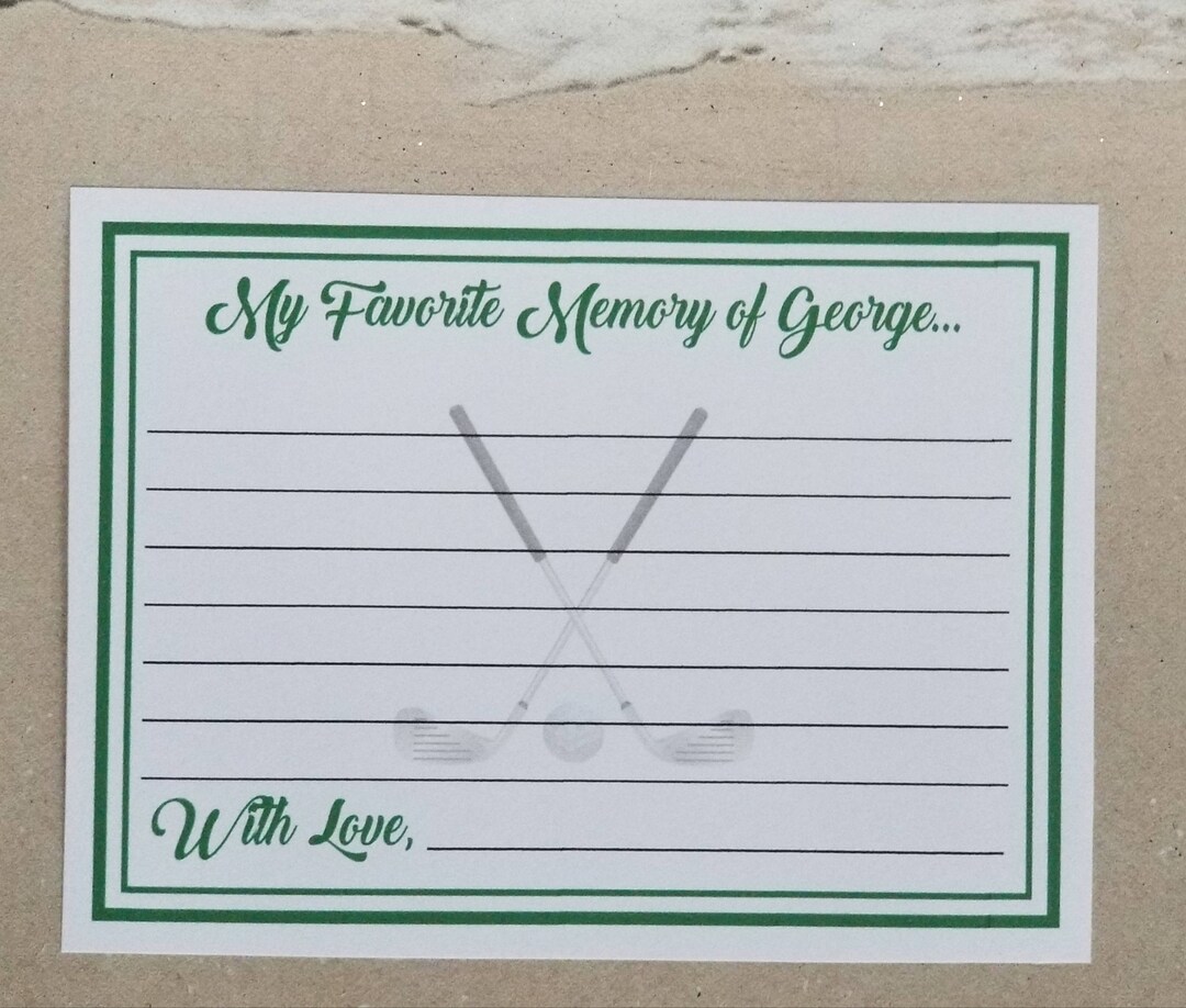 My Favorite Memory Cards- 4x5.5" - Golfing Celebration of Life ...