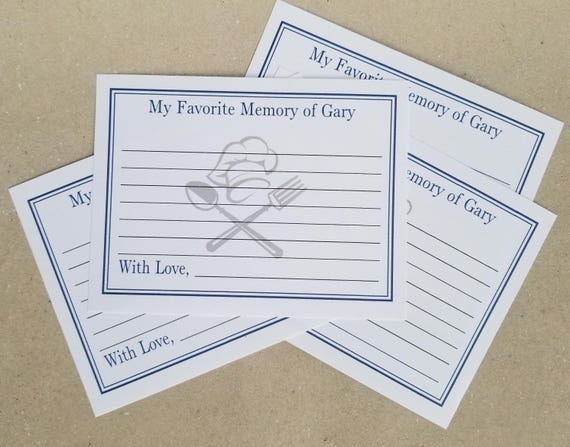 My Favorite Memory Cards 4x5.5 Chef Celebration of - Etsy
