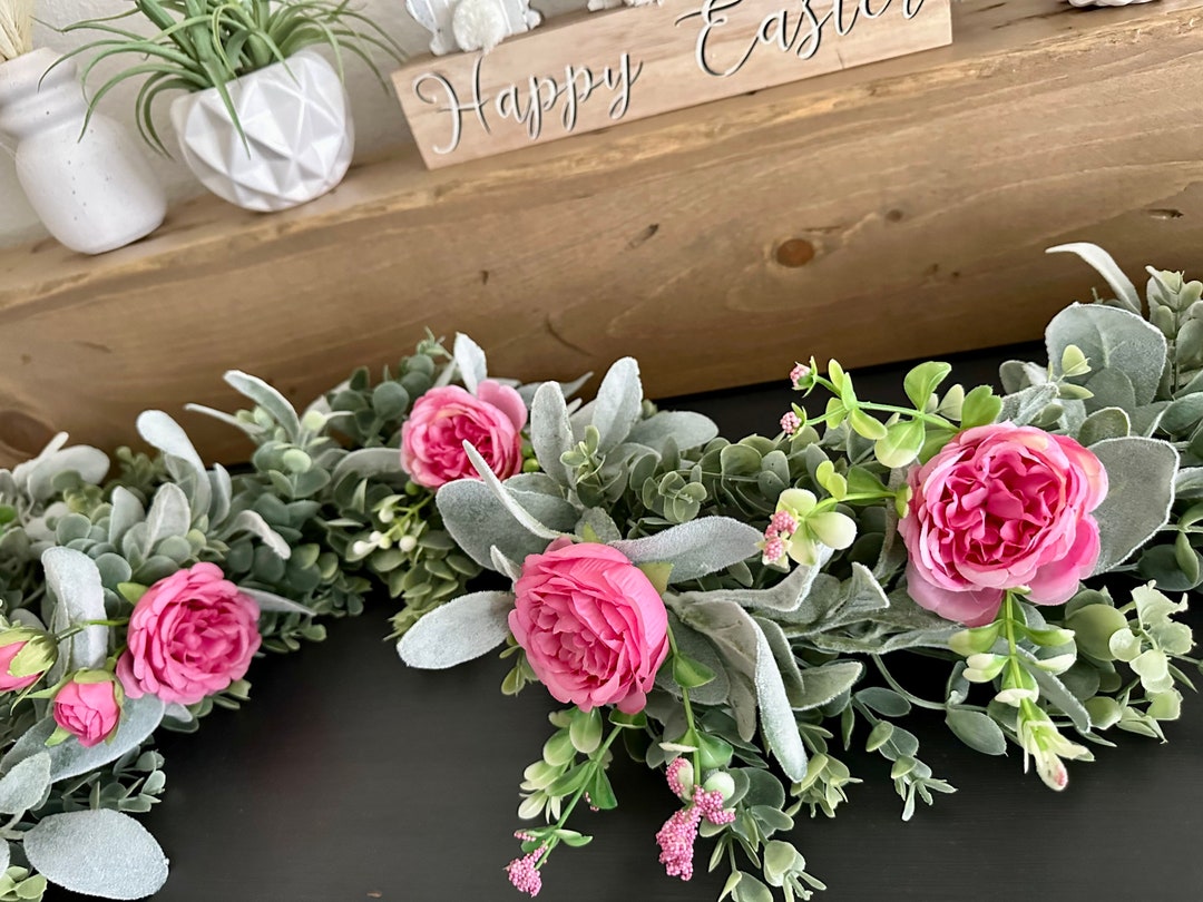 Pink Peony Garland, Peony Wedding Garland, Lighted Garland, Wedding ...