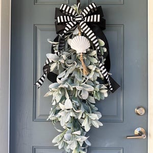 Shell & Lamb's Ear Beach Swag; Beach Swag; Beach Decoration; Lambs Ear ...