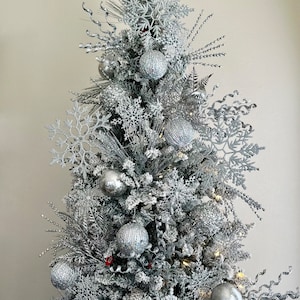Silver Christmas Tree Kit, Christmas Tree Kit, Tree Decorations, Silver ...