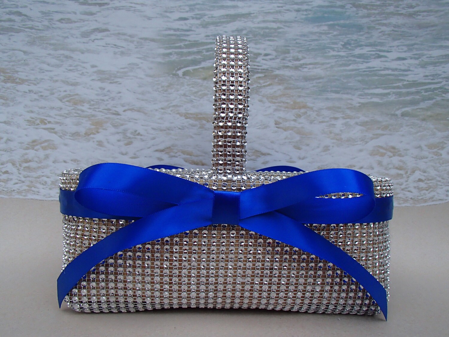 Royal Blue Bling Flower Girl Basket Wedding Rhinestone | Etsy