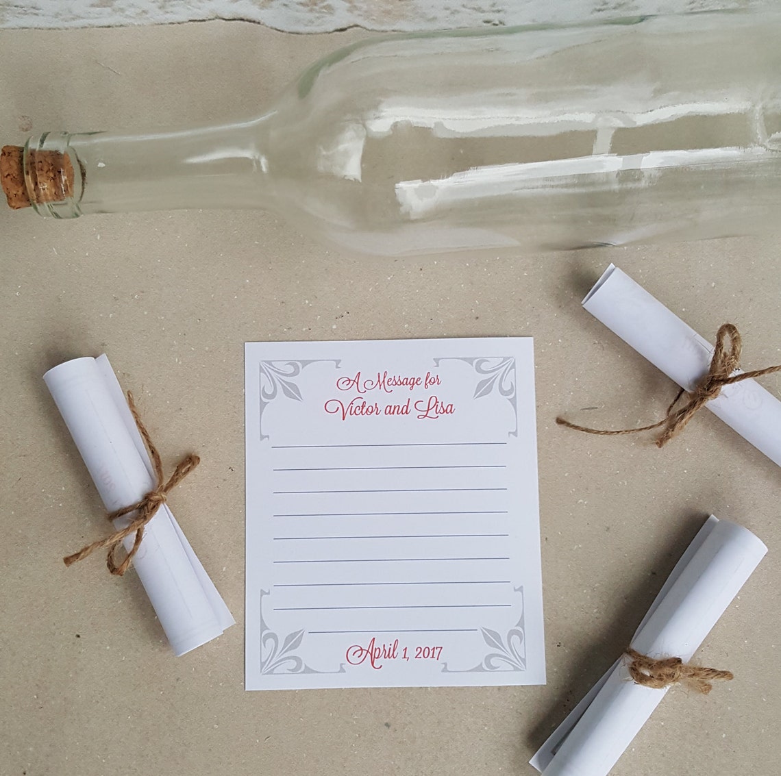 Custom Message in a Bottle Sheets choice of Colors & - Etsy