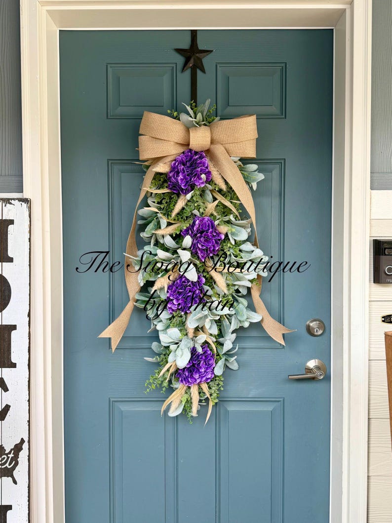 Large Hydrangea Swag; Lamb’s Ear, Eucalyptus & Pampas Swag; Hydrangea ...