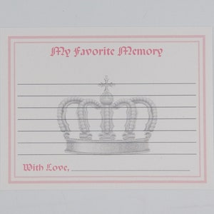 Princess My Favorite Memory Cards- 4x5.5" - Crown Queen Celebration of ...