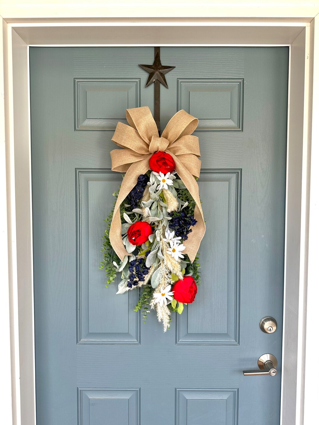 American Farmhouse Swag, Red White & Blue, 4th July Swag, Americana ...