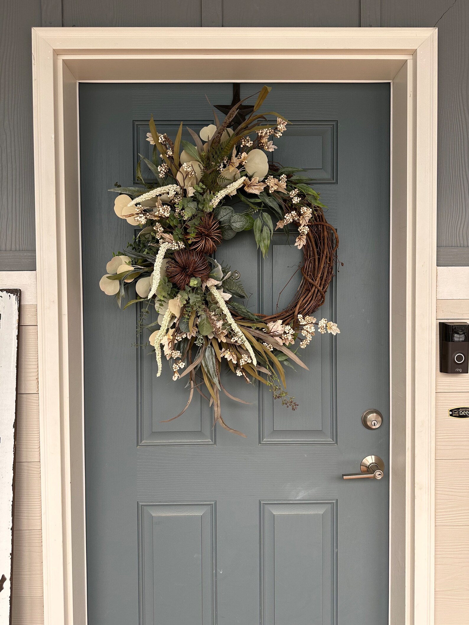 Double Door Fall Wreath, Pumpkin Wreath, Fall Grapevine, Everyday ...