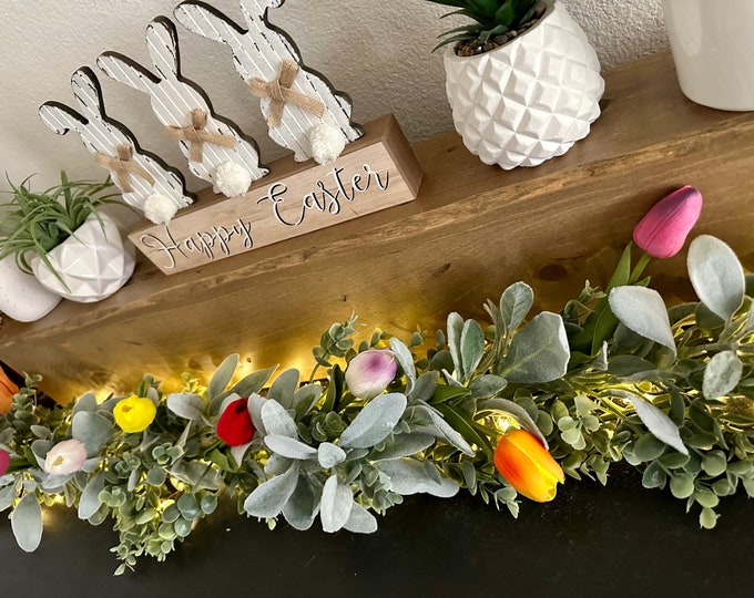 Colorful Spring Tulip Garland, Real Touch Tulips Garland, Lighted ...