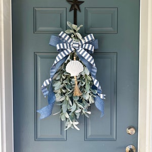 Shell & Lamb's Ear Beach Swag; Beach Swag; Beach Decoration; Lambs Ear ...