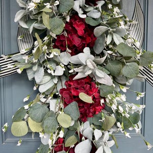 Large Hydrangea Swag; Lamb’s Ear, Eucalyptus & Pampas Swag, Hygrangea ...